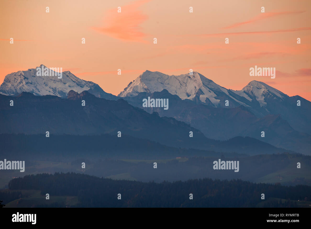 Dawn in Swiss Alps Stock Photo - Alamy