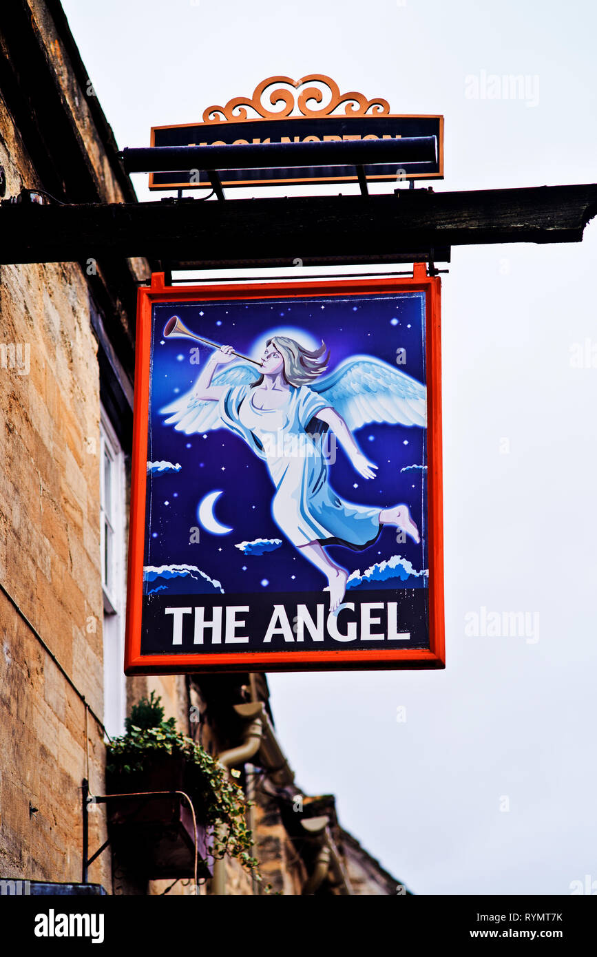 The Angel Pub Sign, Burford, Oxfordshire, England Stock Photo - Alamy