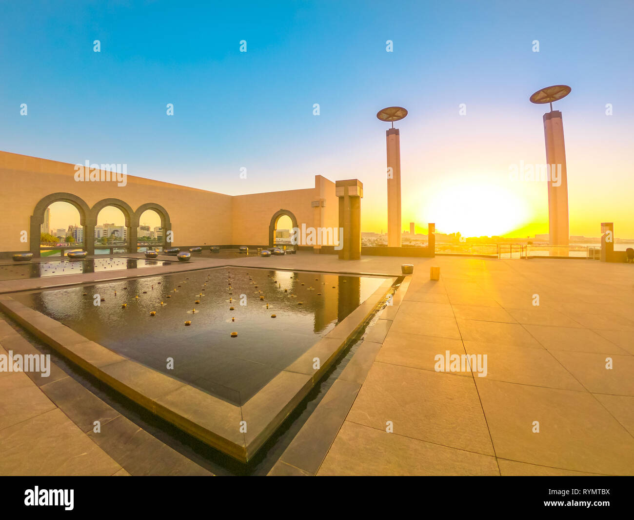 Doha, Qatar - February 20, 2019: Courtyard of Museum of Islamic Art ...