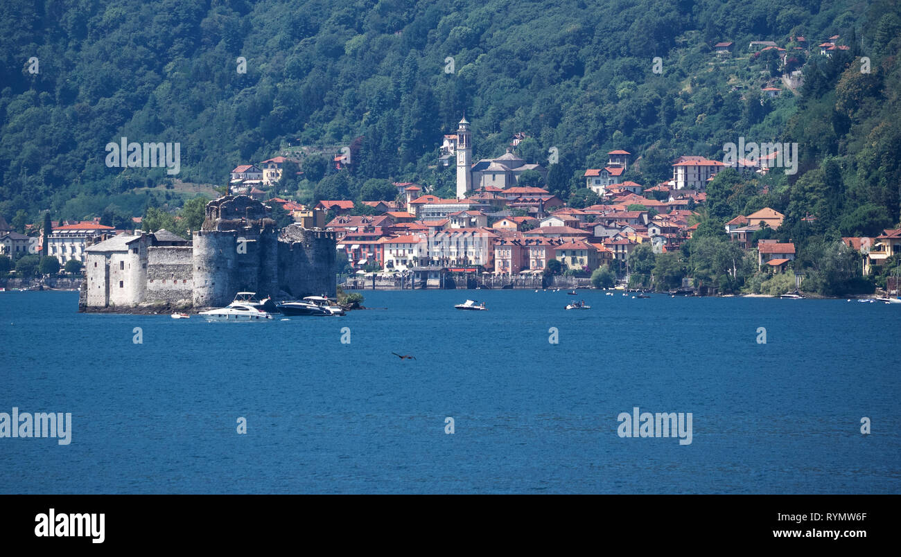 Cannero castles seen from the sailing ship on Lake Maggiore Stock Photo ...
