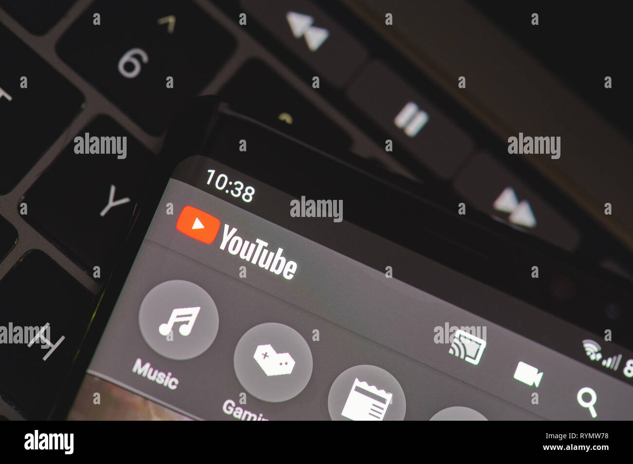New york, USA - march 14, 2019: Youtube smartphone application menu on ...