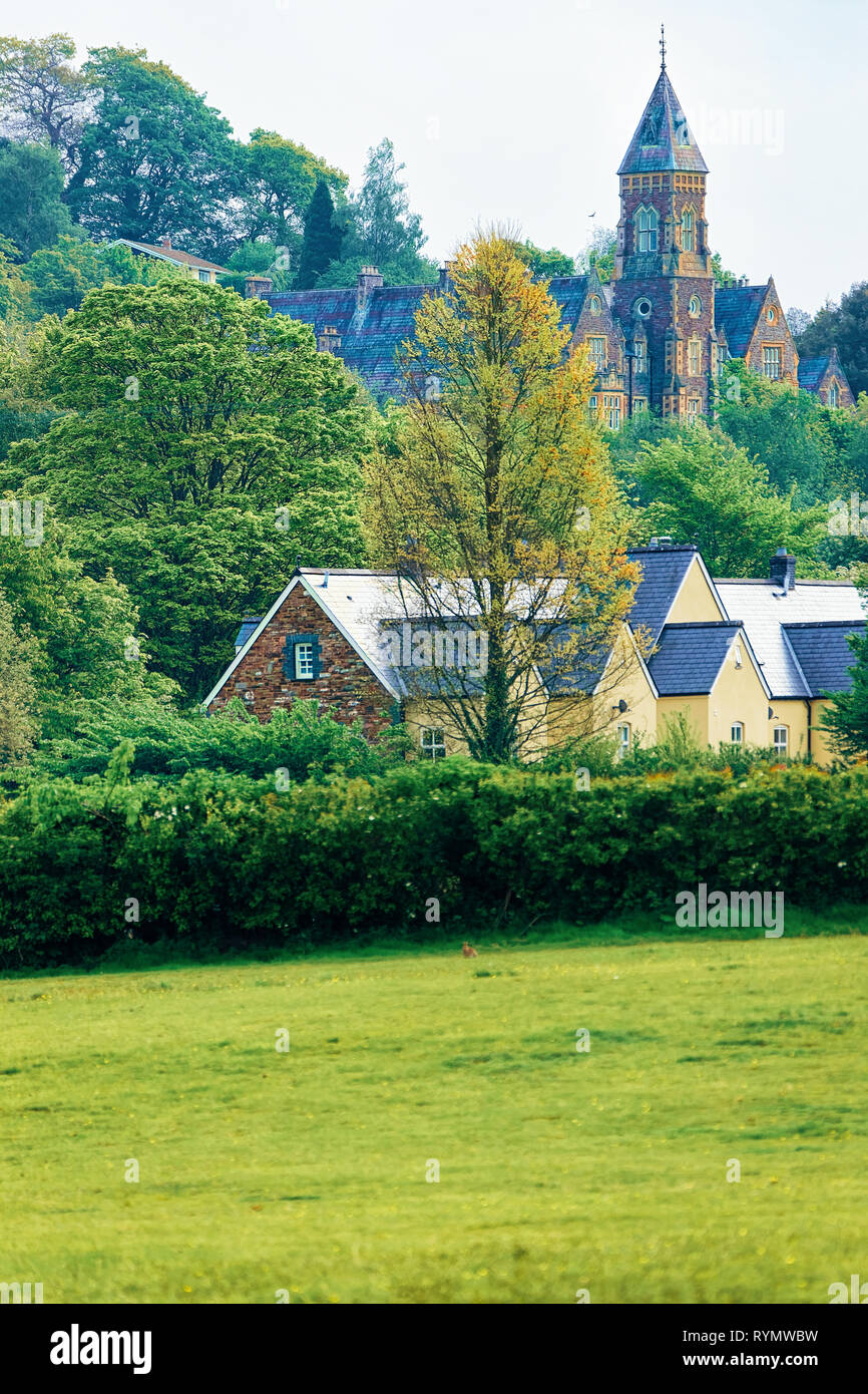 Landscape in Brecon town in Brecon Beacons National Park in South Wales ...