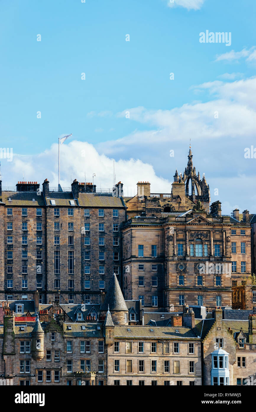 Cityscape with Saint Giles Cathedral of Edinburgh in Scotland in the UK ...