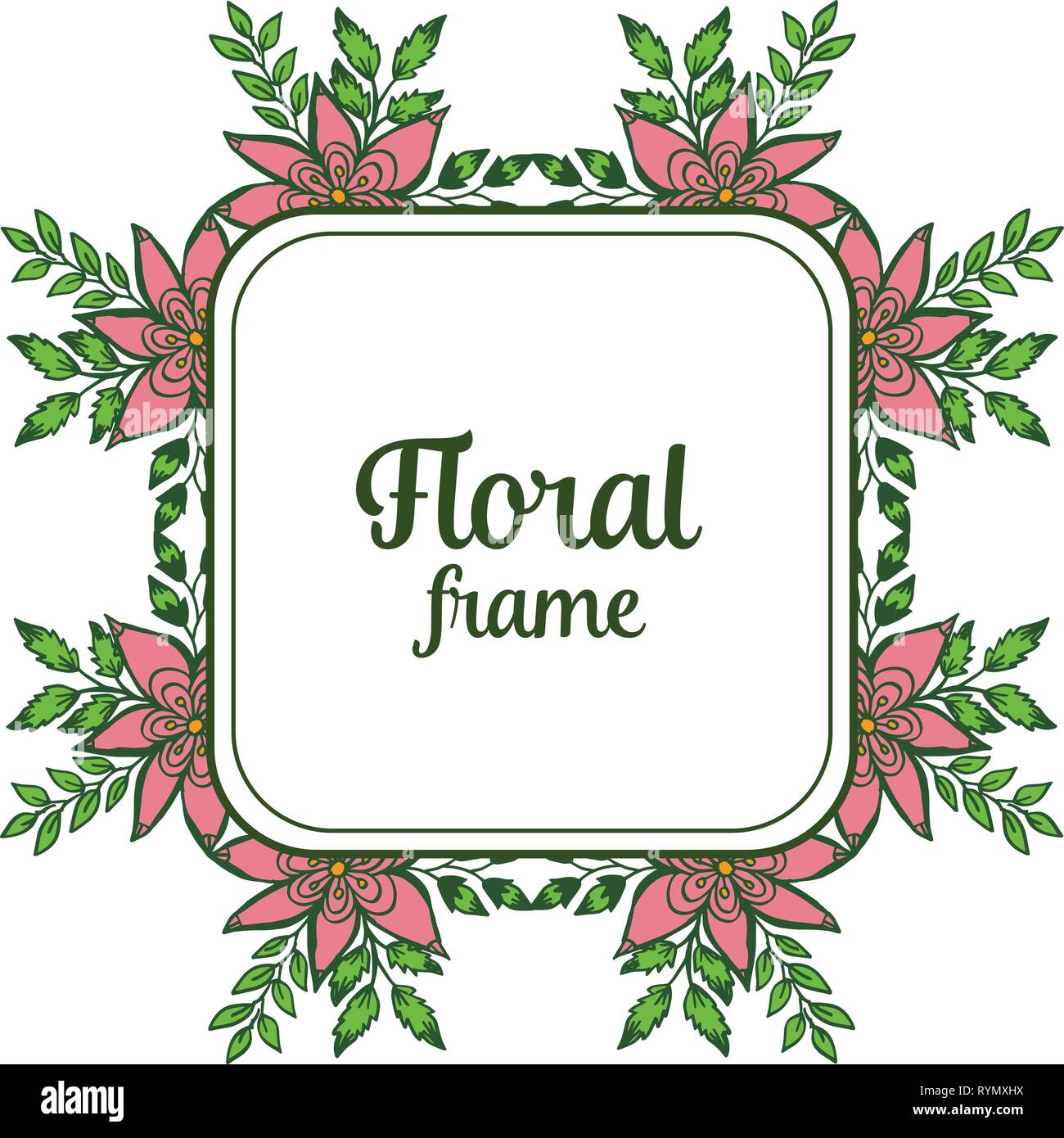 Vector illustration texture pink floral frames blooms hand drawn Stock ...