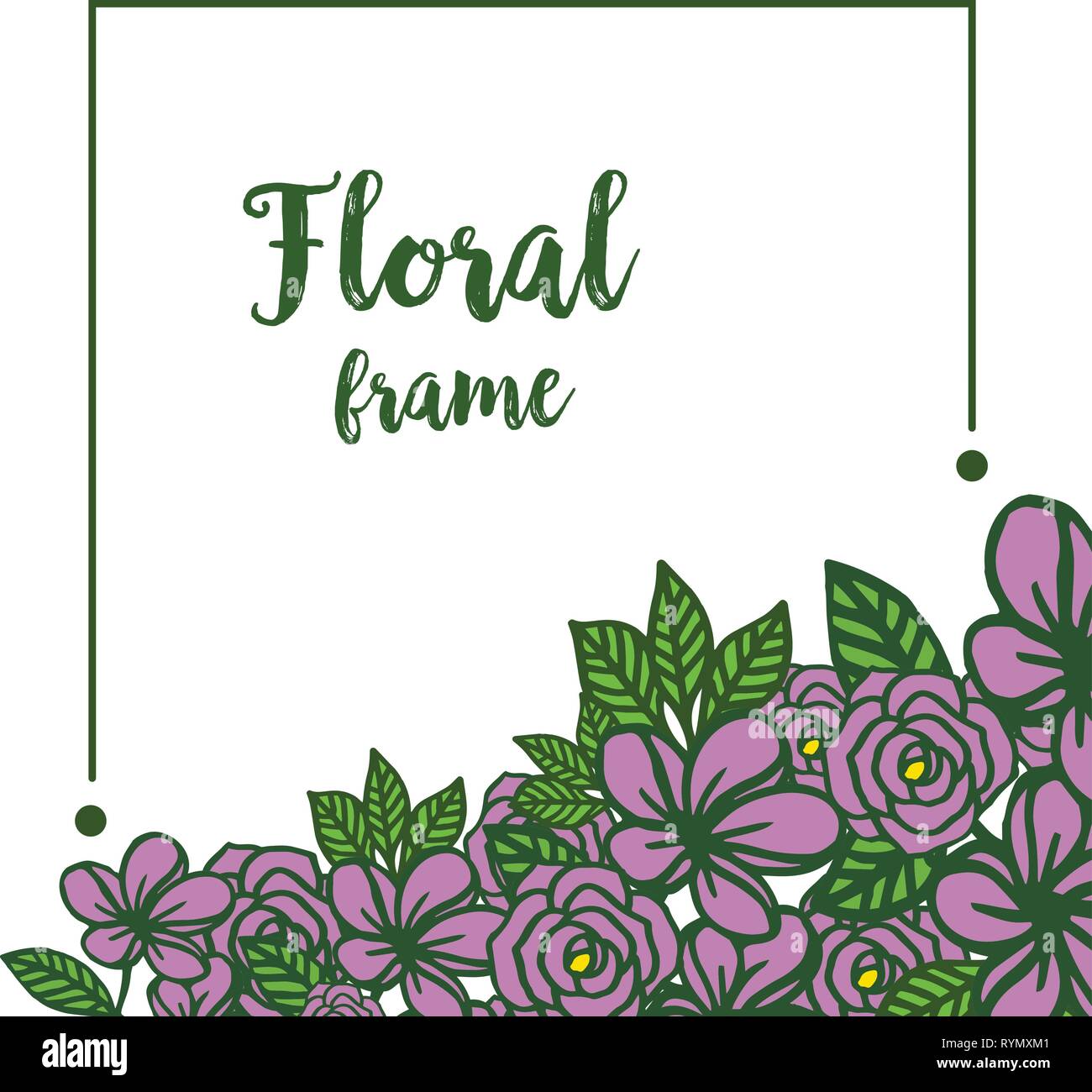 Vector illustration various design purple floral frame hand drawn Stock ...