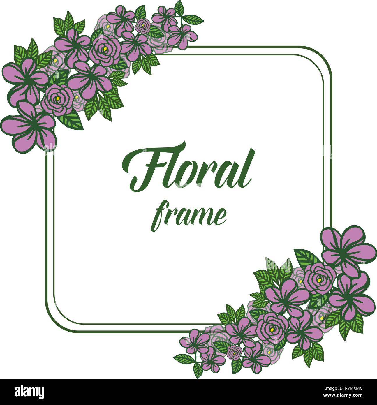 Vector illustration various design purple floral frame hand drawn Stock ...