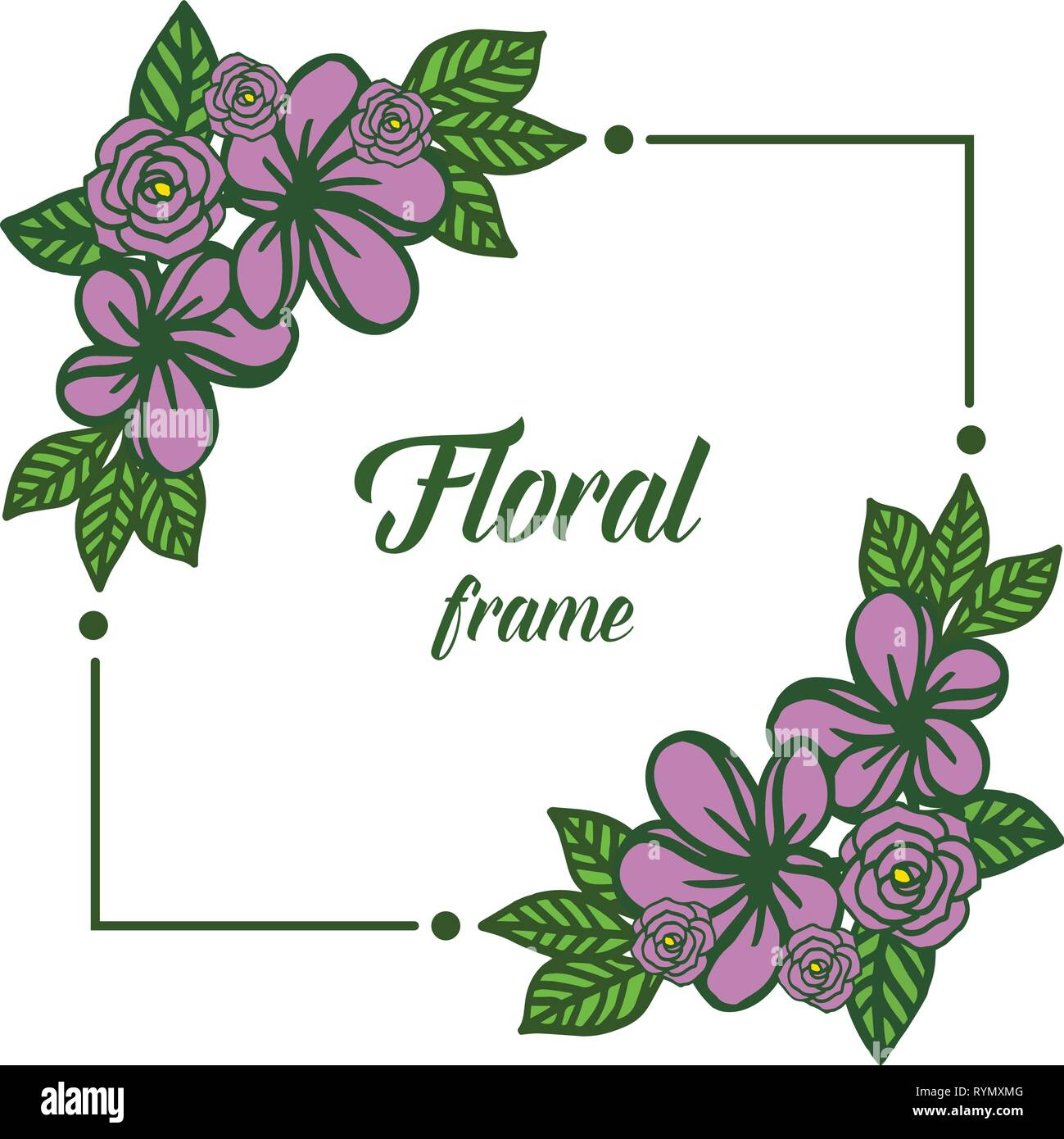 Vector illustration various design purple floral frame hand drawn Stock ...
