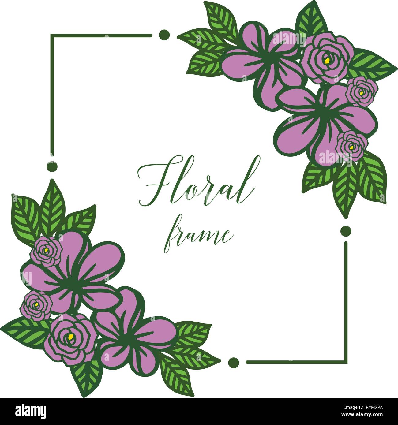 Vector illustration various design purple floral frame hand drawn Stock ...