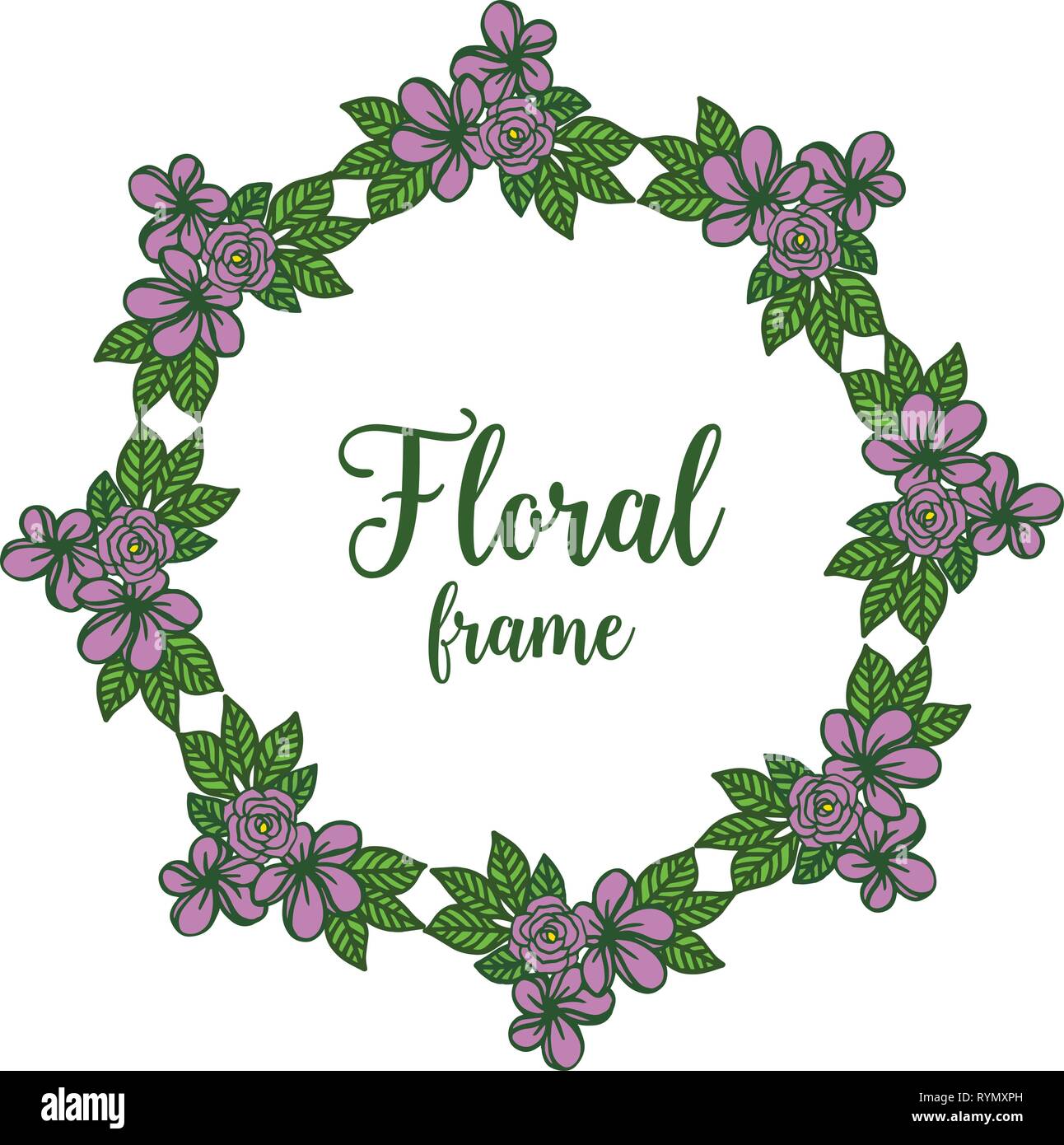 Vector illustration various design purple floral frame hand drawn Stock ...