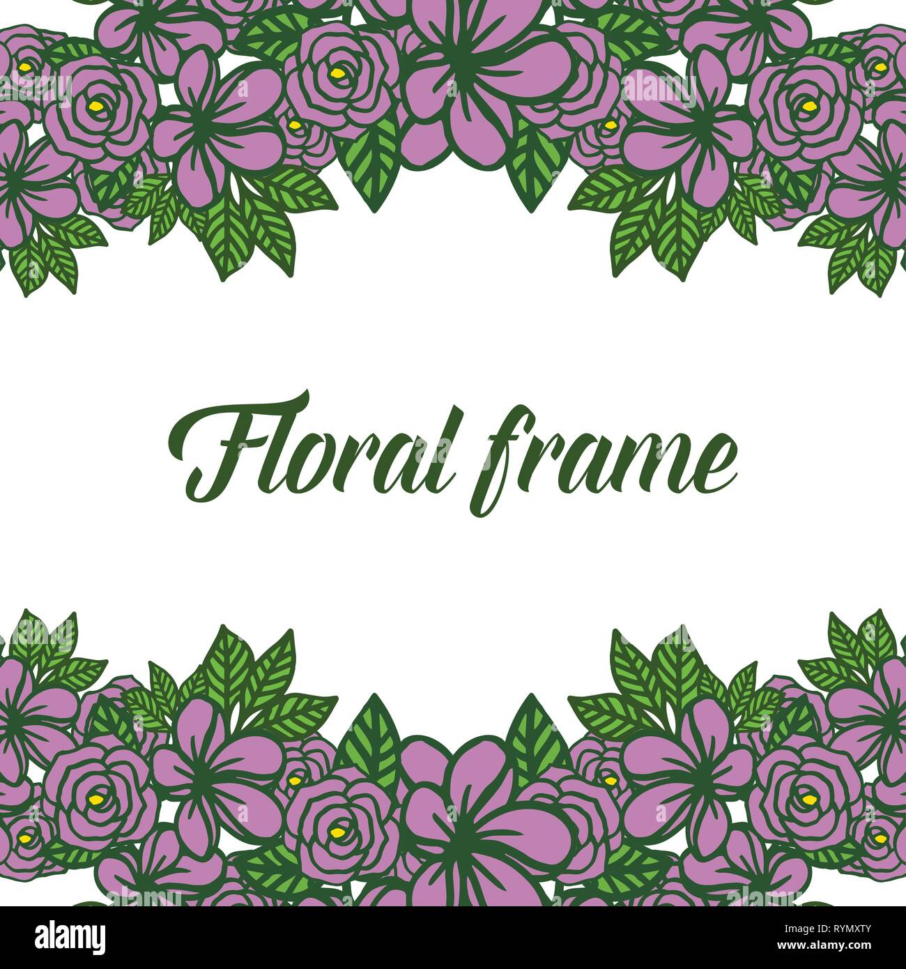 Vector illustration style artwork purple floral frame hand drawn Stock ...