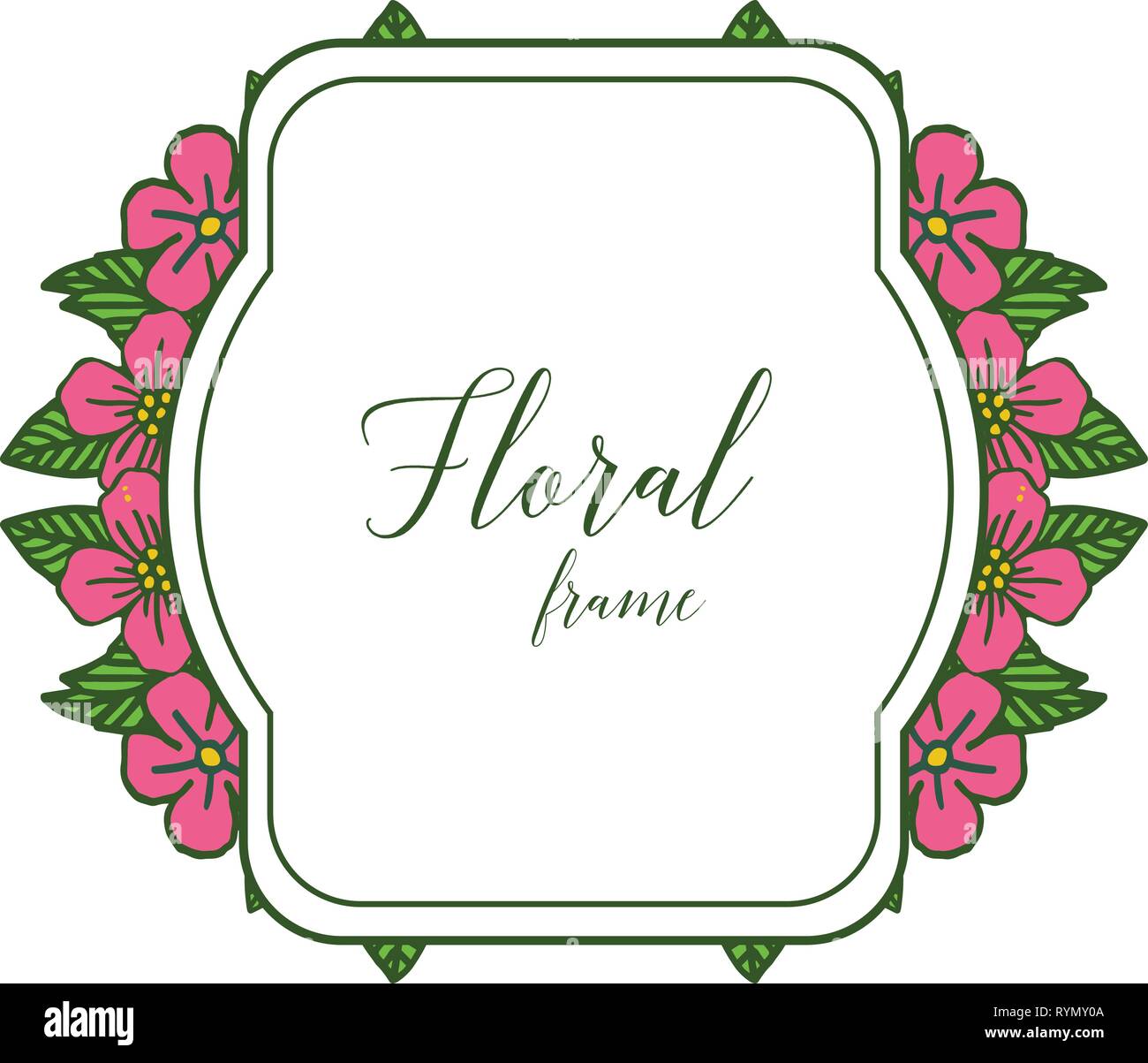 Vector illustration shape texture pink floral frame hand drawn Stock ...
