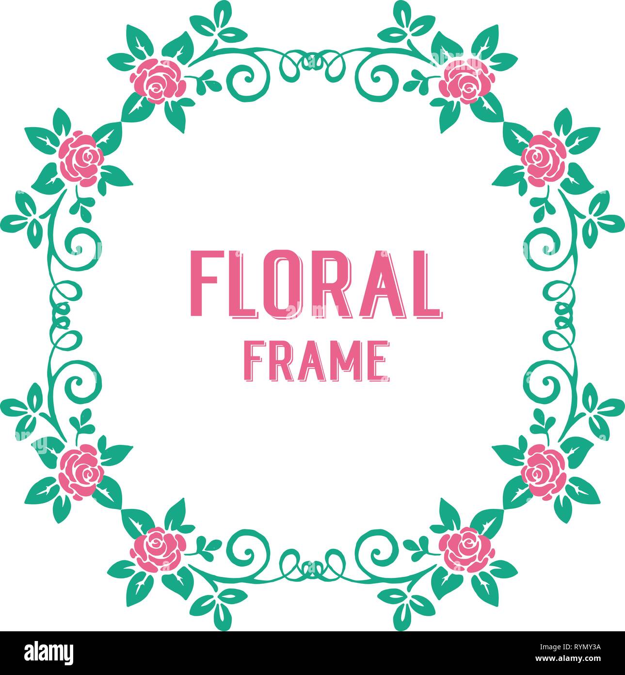 Vector illustration abstract decoration leaf flower frame hand drawn ...