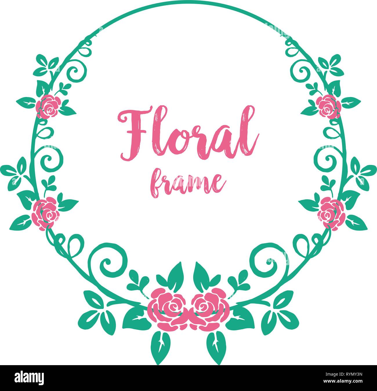 Vector illustration tosca leaves with ornate floral frame hand drawn ...