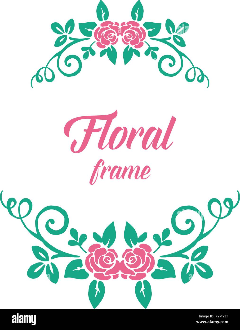 Vector illustration tosca leaves with ornate floral frame hand drawn ...