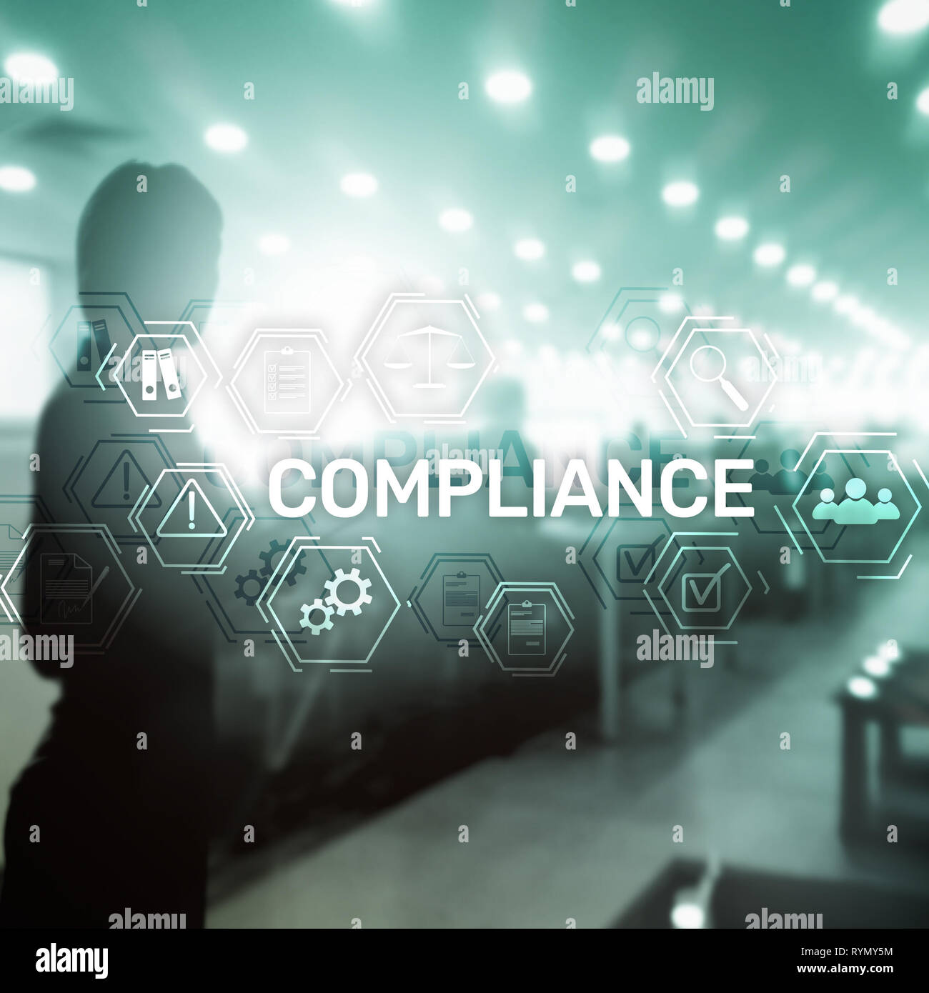 Compliance diagram with icons. Business concept on abstract background ...