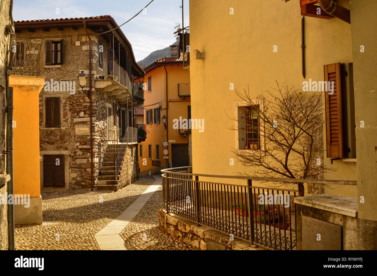 Mergozzo, Piedmont, Italy. March 2019. On the hill near the lake the ...