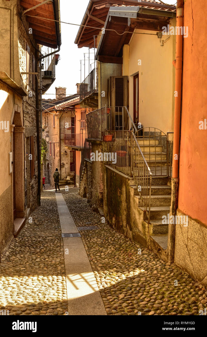 Mergozzo, Piedmont, Italy. March 2019. On the hill near the lake the ...