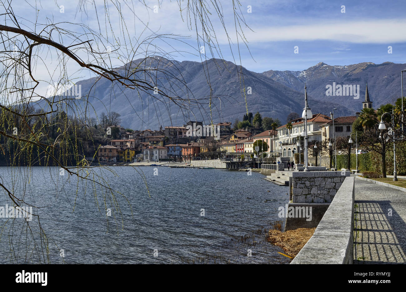 Mergozzo, Piedmont, Italy. March 2019. Pleasant panoramic view of the ...