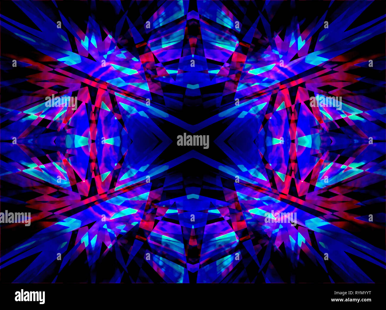 Dark blue and red kaleidoscope pattern on black Stock Photo - Alamy