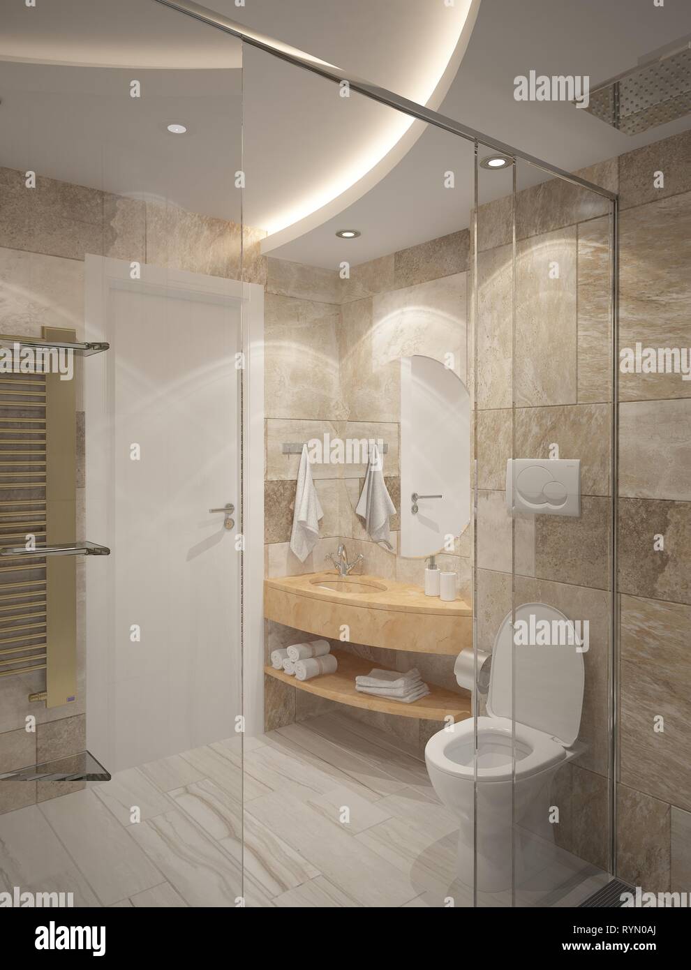 3d bathroom render Stock Photo - Alamy