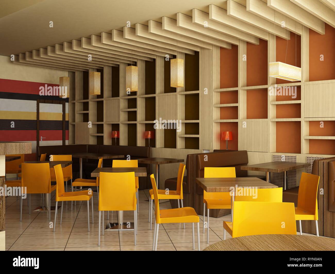 3d restaurant / fast food render Stock Photo - Alamy