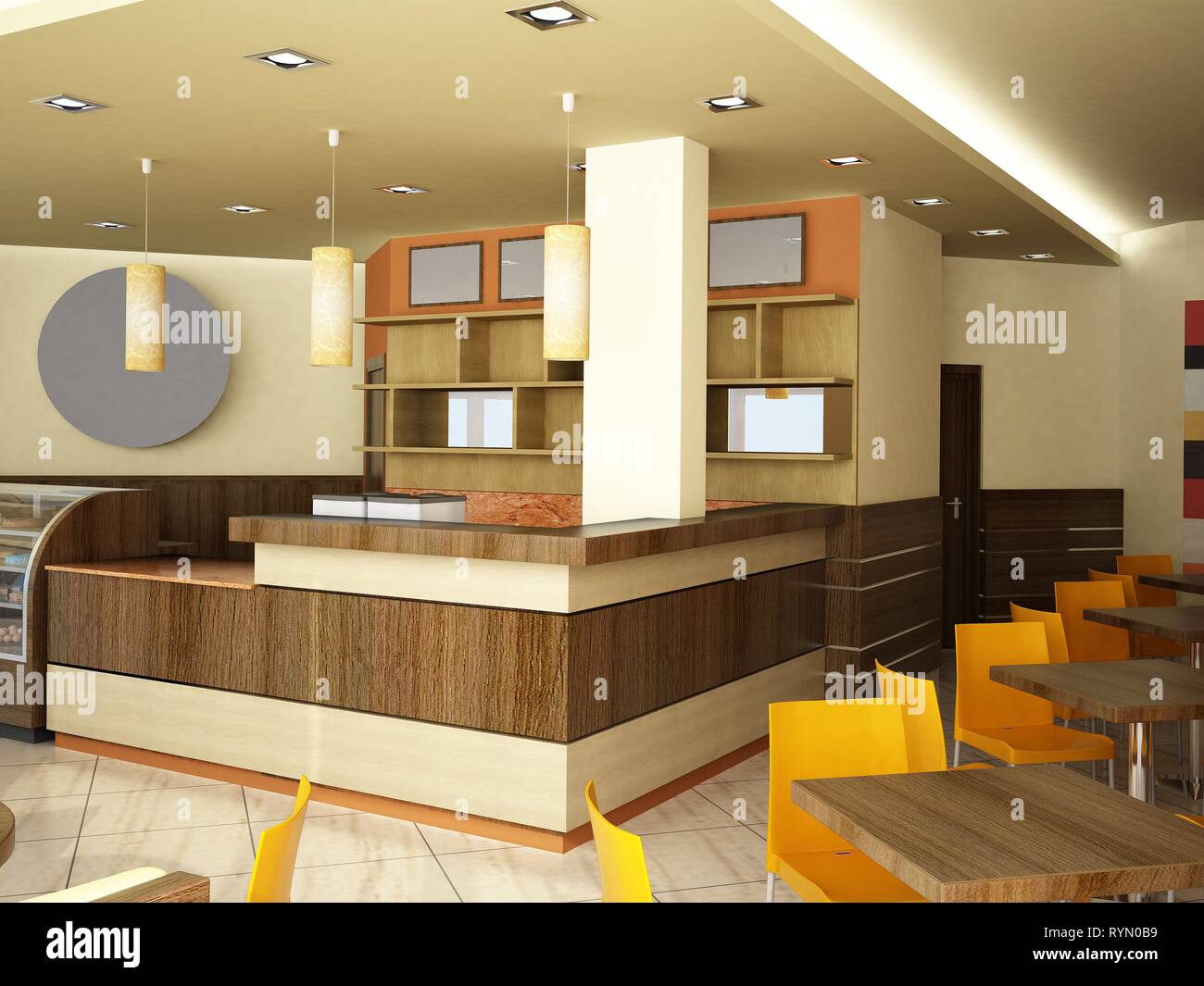 3d restaurant / fast food render Stock Photo - Alamy
