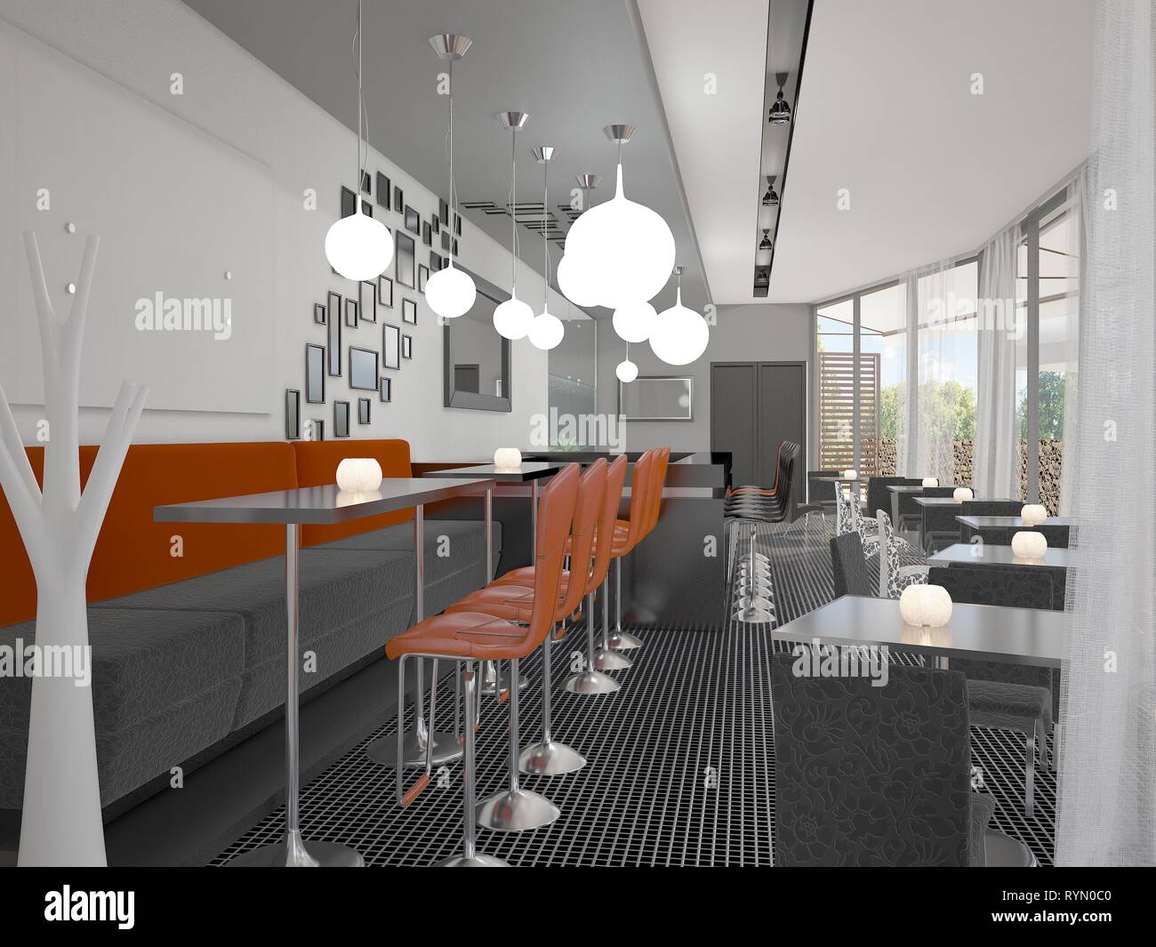 3d restaurant / fast food render Stock Photo - Alamy