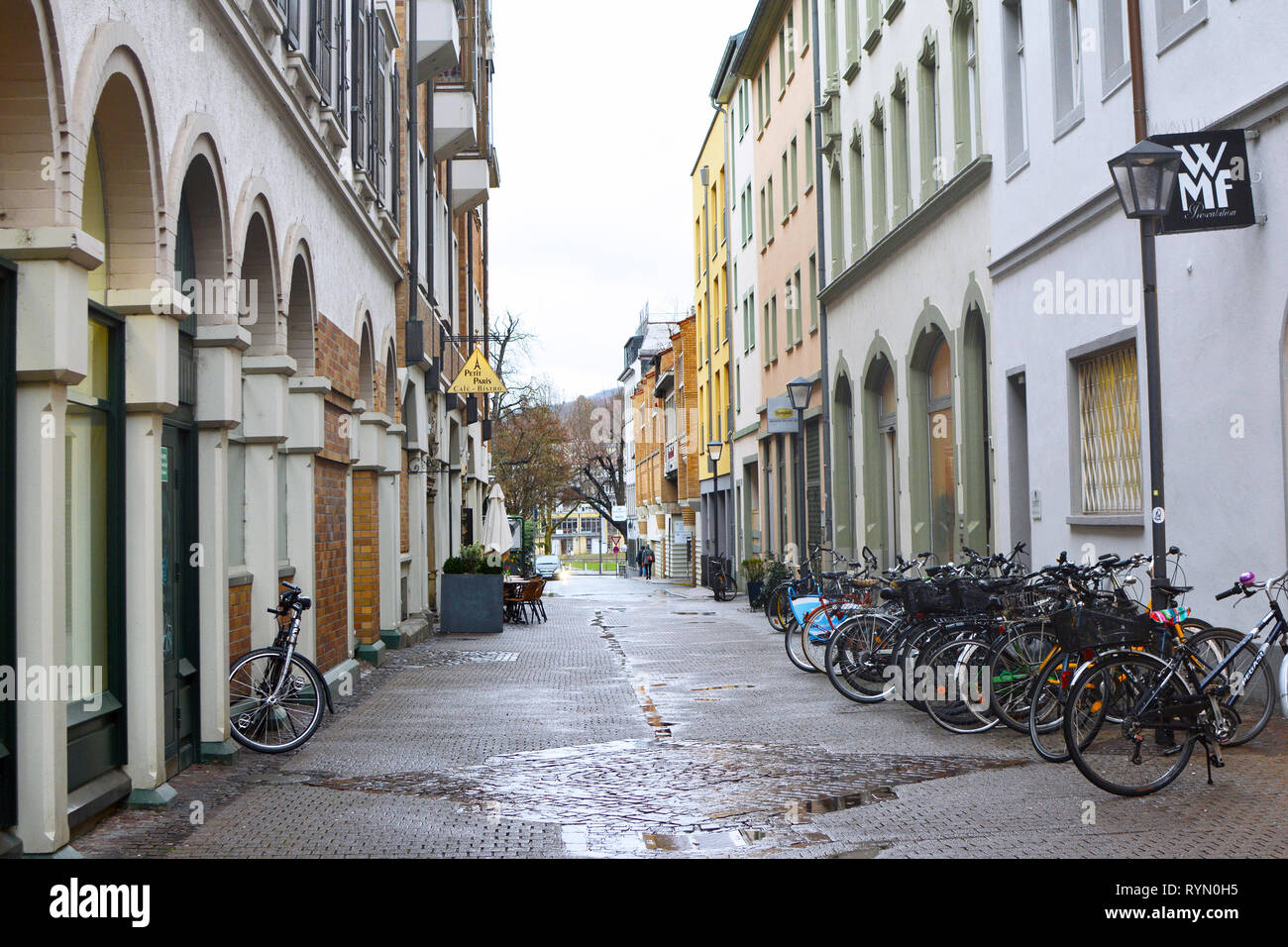 Side street in Heidelberg, Germany city center called "Fahrtgasse" with ...