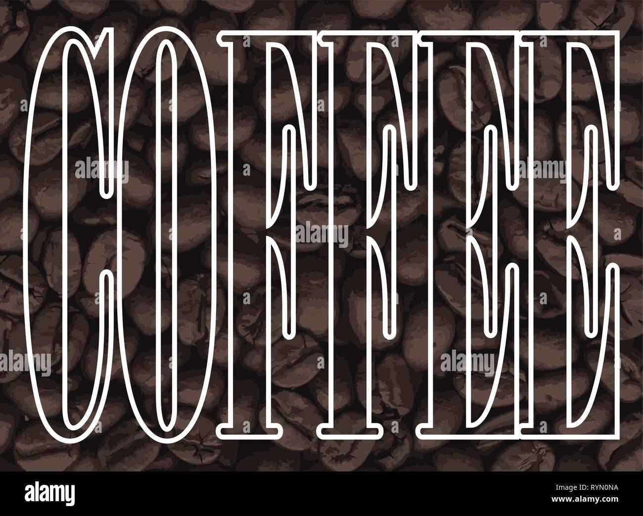 A collection of fresh coffee beans with the text coffee overlay Stock ...