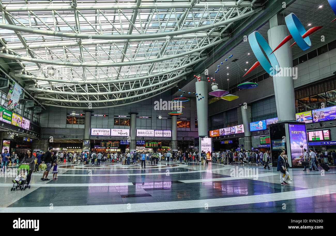 Seoul, South Korea - Feb 6, 2015. Interior of Seoul Station, S. Korea ...