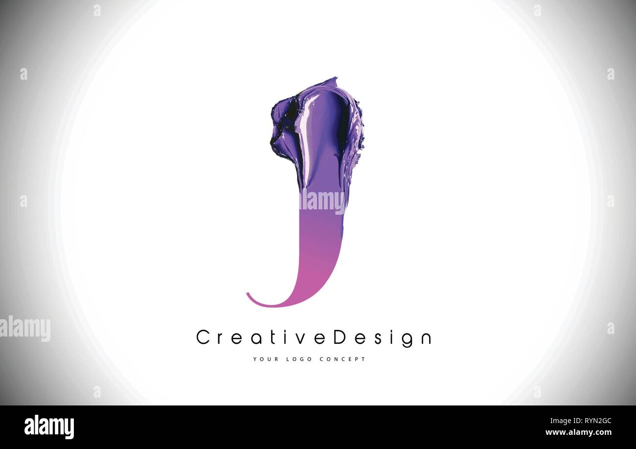 J Letter Design Brush Paint Stroke. Purple j Letter Logo Icon with ...