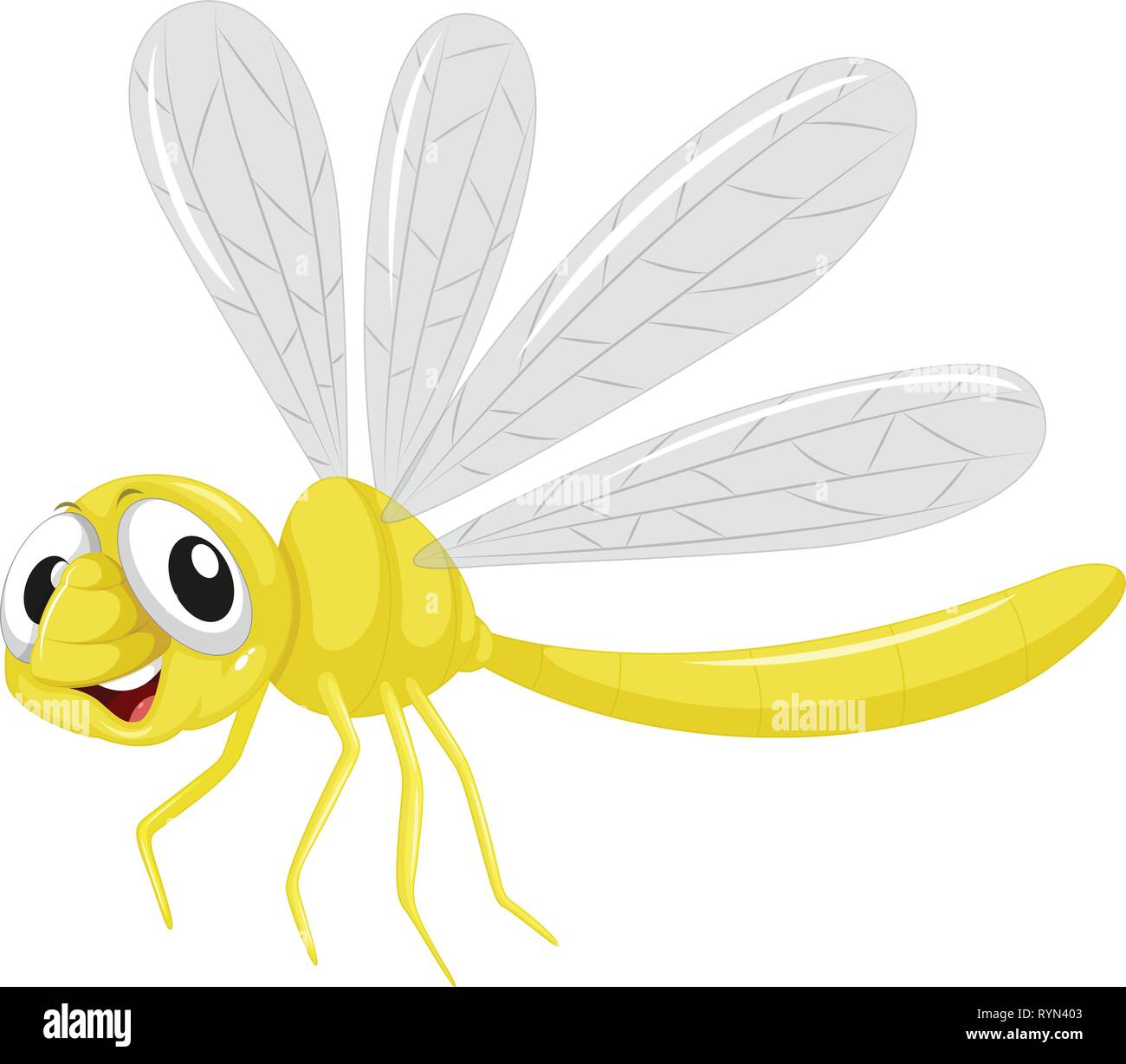 A dragonfly character on white background illustration Stock Vector ...