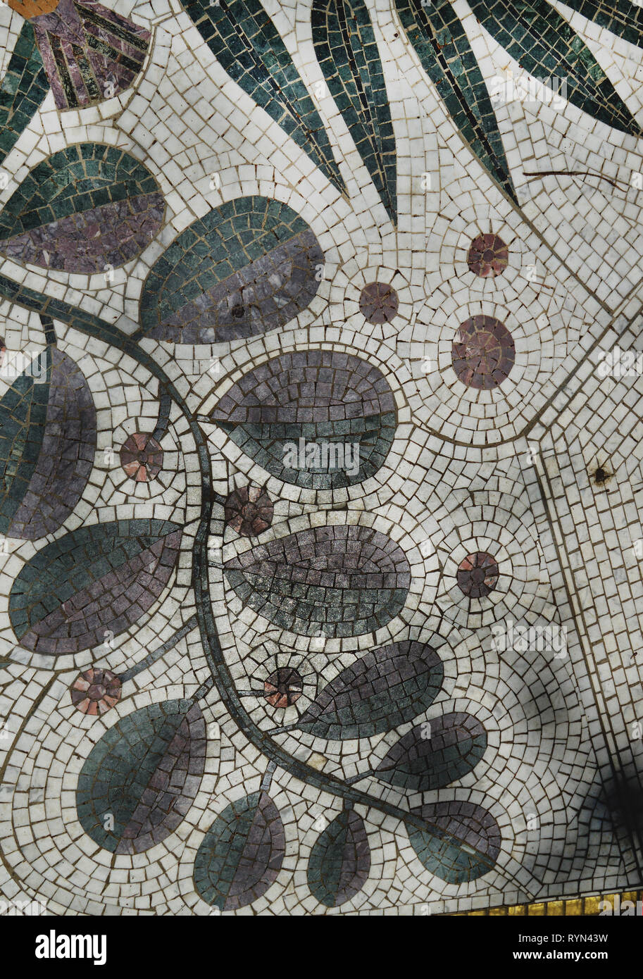 Colorful mosaic tile with plant pattern, authentic, top view Stock ...