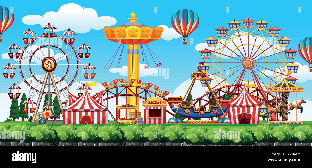 A theme park scene illustration Stock Vector Image & Art - Alamy