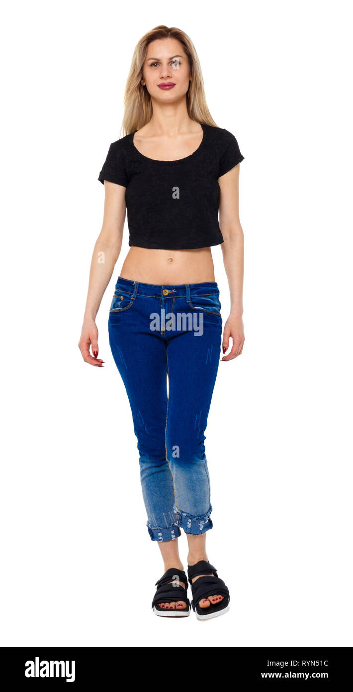 Front view of walking woman. beautiful girl in motion. frontside view ...