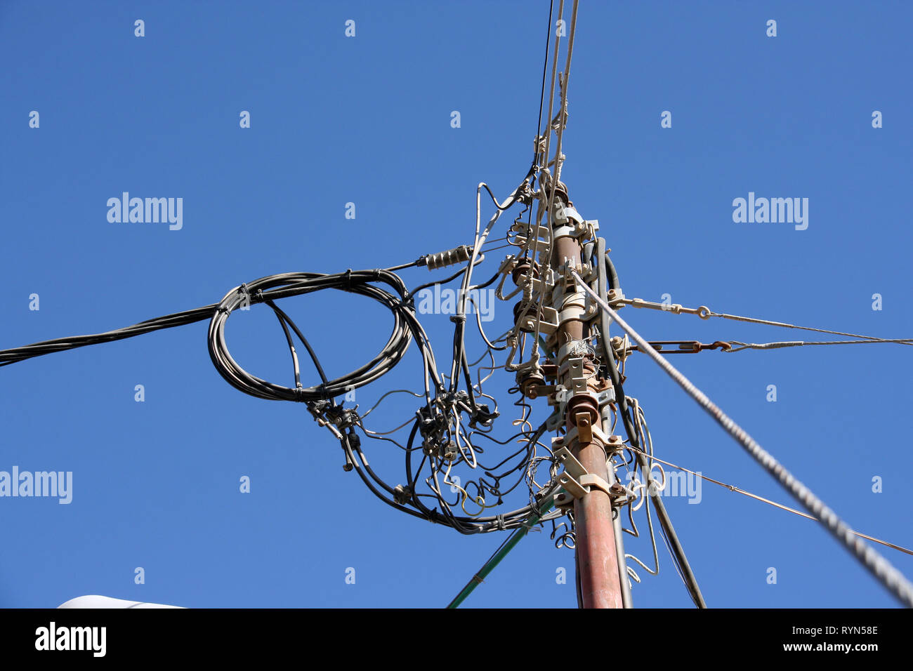 Pole and wires Stock Photo - Alamy
