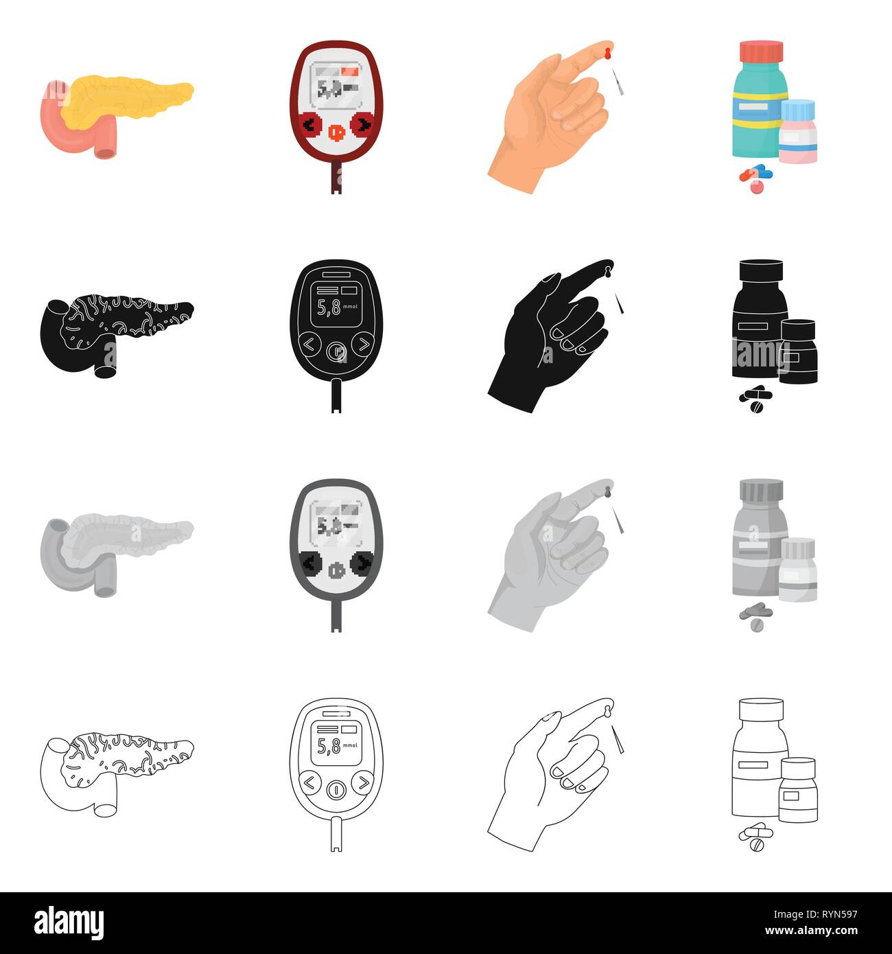 pancreas,glucometer,analysis,bottle,organ,measuring,blood,pill,anatomy ...