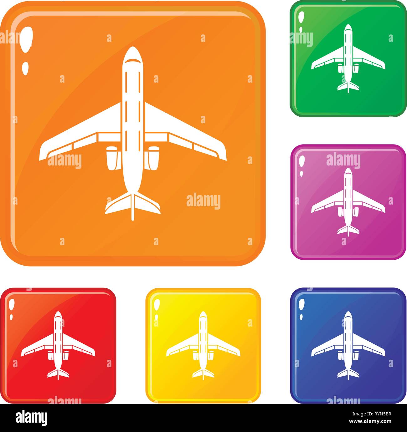 Passenger plane icons set vector color Stock Vector Image & Art - Alamy