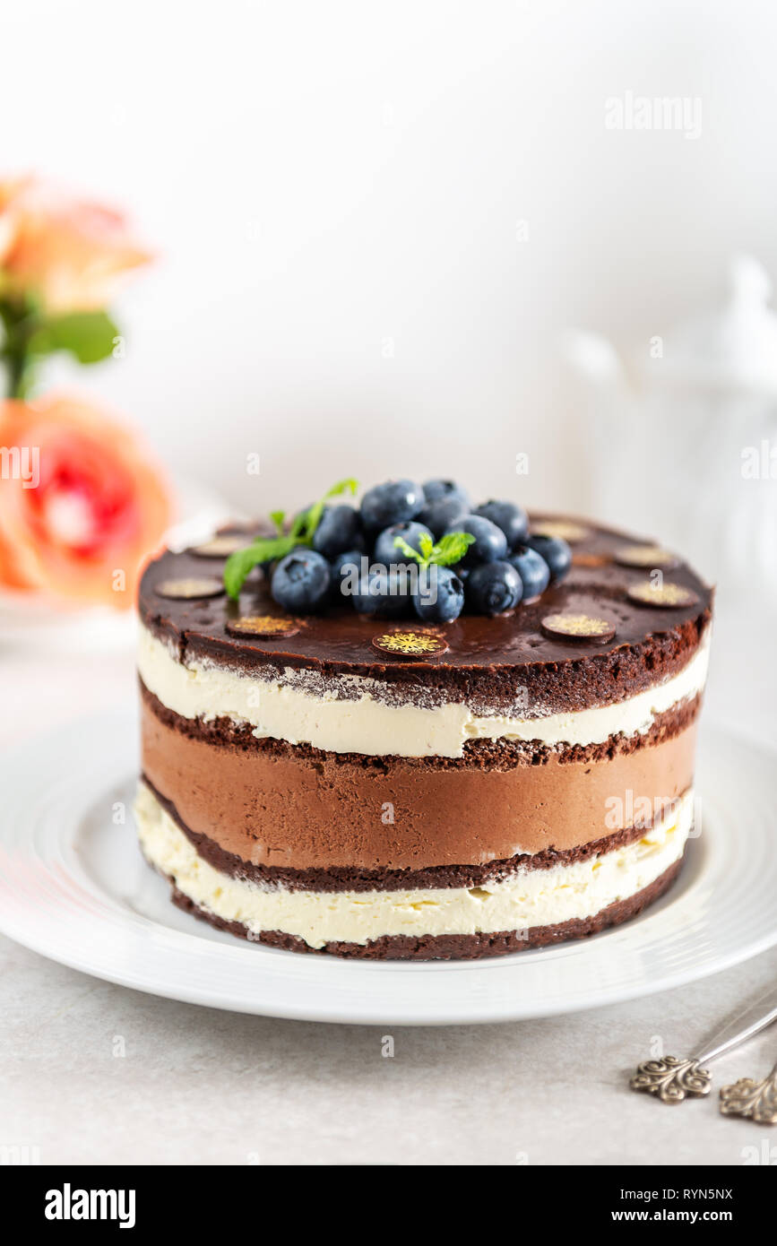 Belgian Chocolate Layered Gateau. Layers of moist choco sponge, vanilla ...