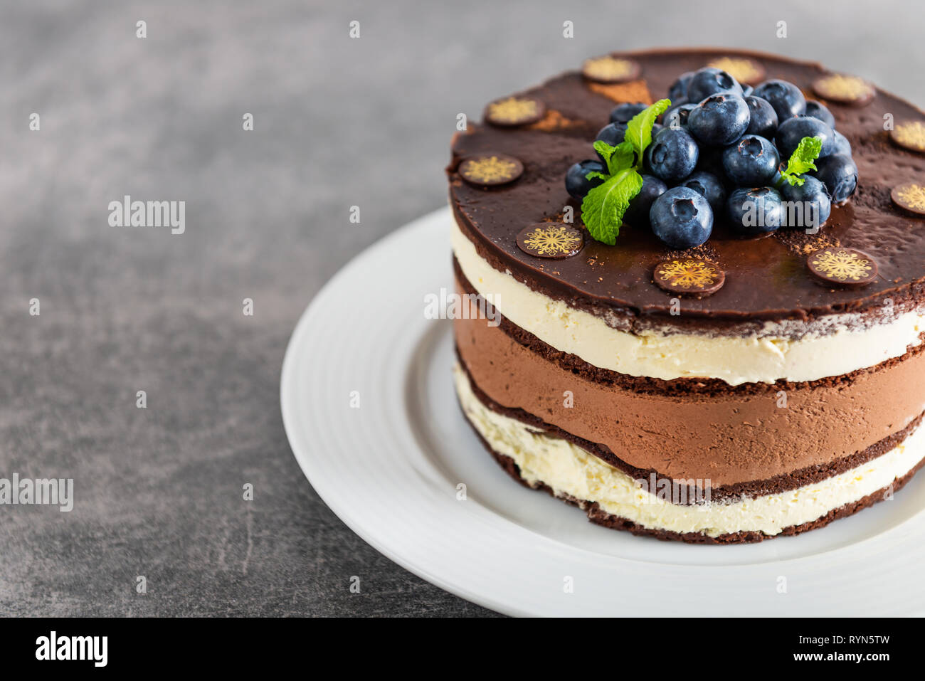 Belgian Chocolate Layered Gateau. Layers of moist choco sponge, vanilla ...