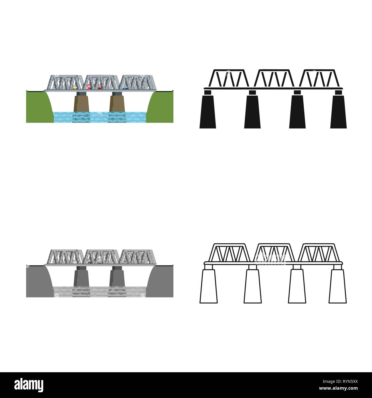 Isolated object of connection and design symbol. Collection of ...