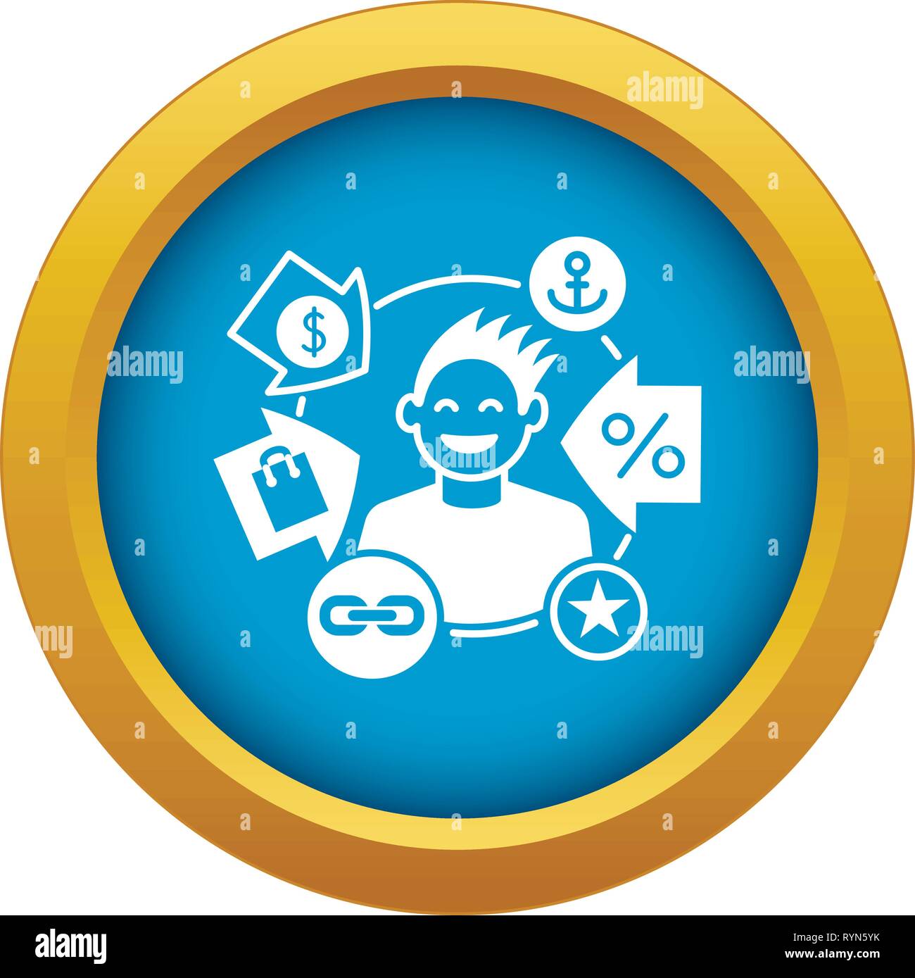 Happy client icon blue vector isolated Stock Vector Image & Art - Alamy