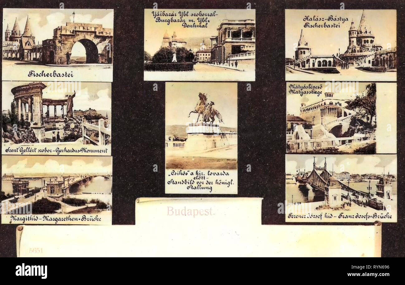 Multiview postcards, Monuments and memorials in Budapest, Danube in ...