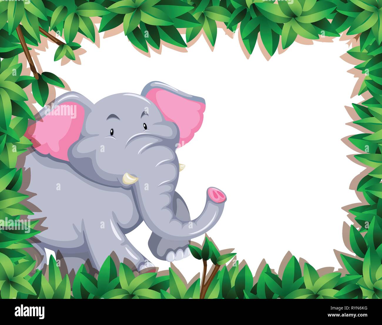 Elephant in nature frame illustration Stock Vector Image & Art - Alamy