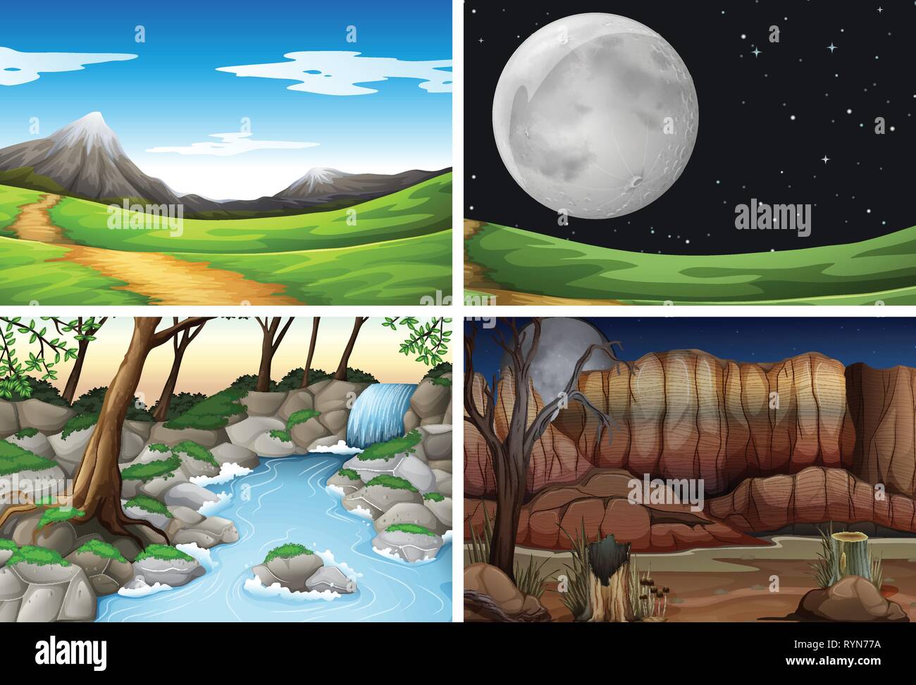 Set of different nature scenes illustration Stock Vector Image & Art ...