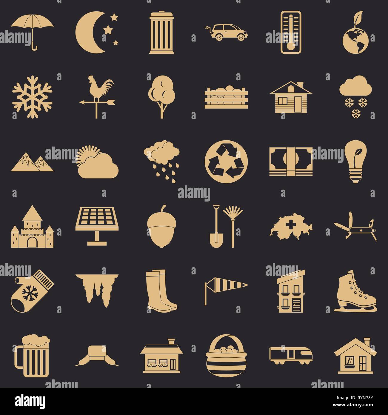Suburb house icons set, simple style Stock Vector Image & Art - Alamy