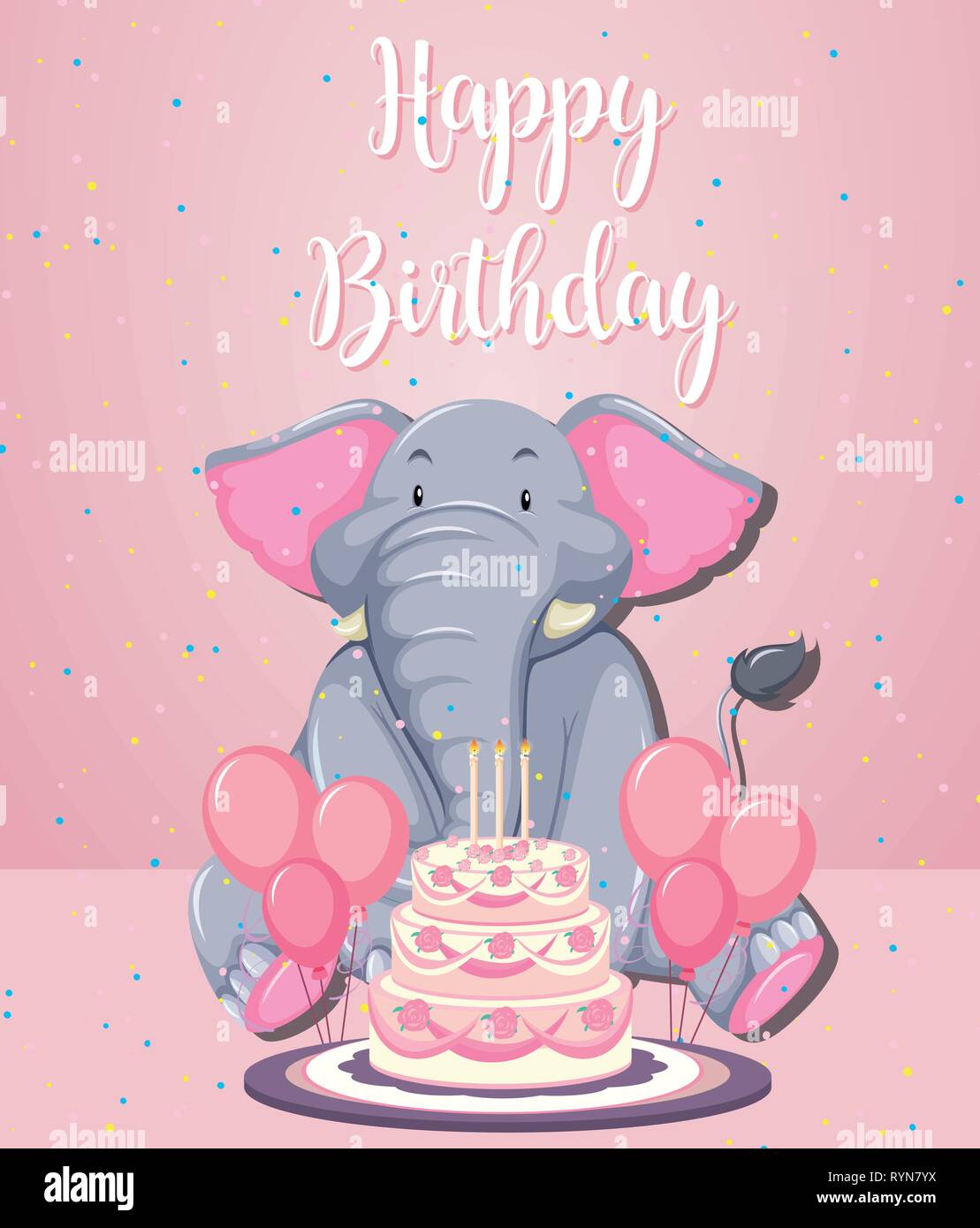 An elephant on birthday template illustration Stock Vector Image & Art ...