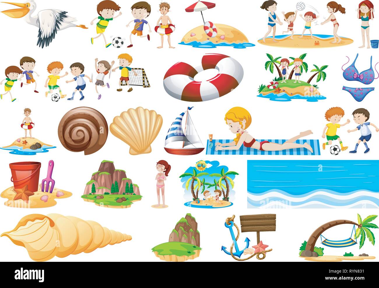 Sand and Beach elements illustration Stock Vector Image & Art - Alamy