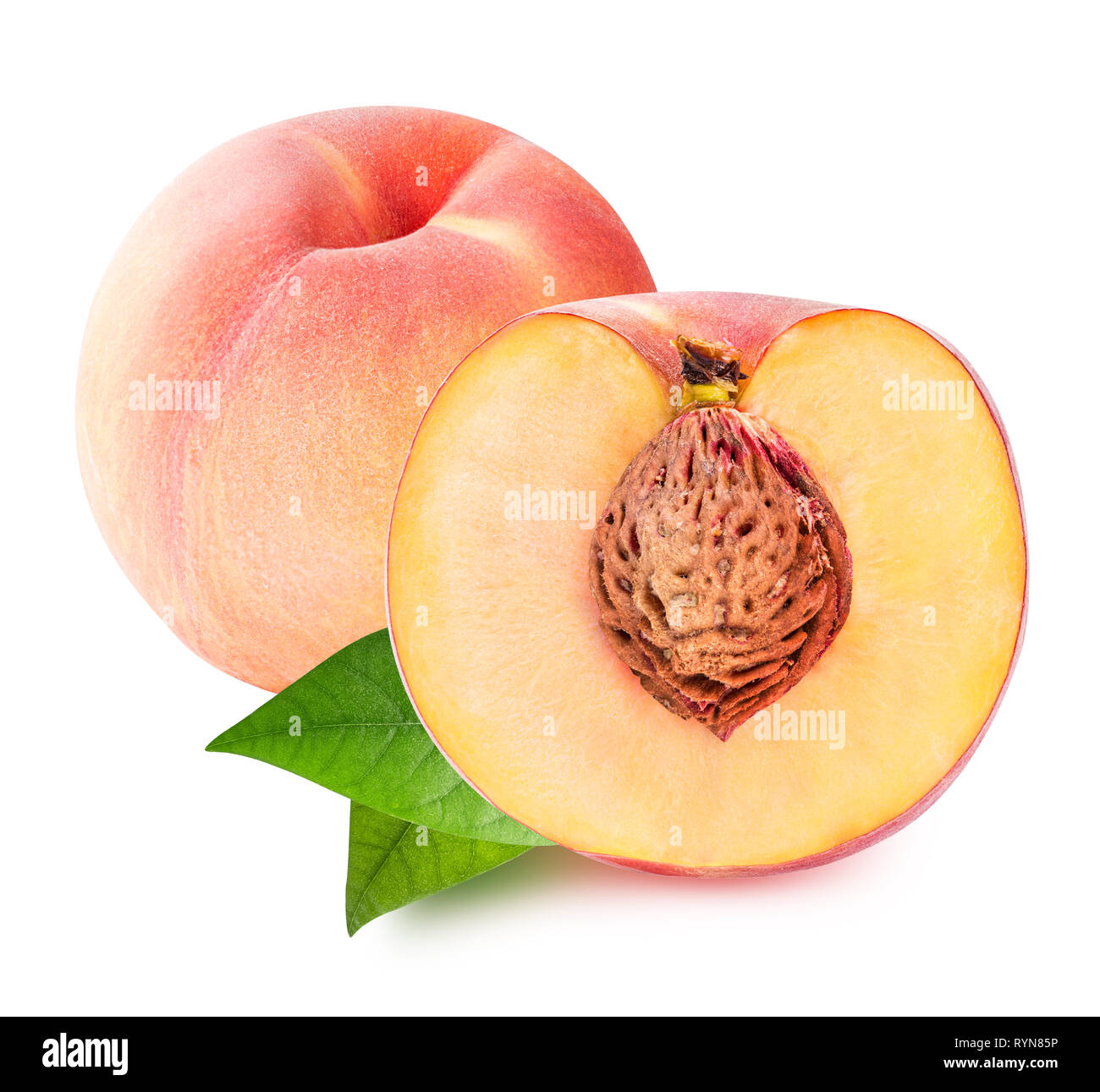 Fresh peach isolated on white background Stock Photo - Alamy