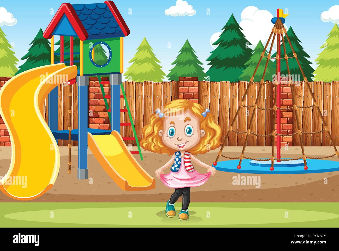 Cute girl on playground Stock Vector Images - Alamy